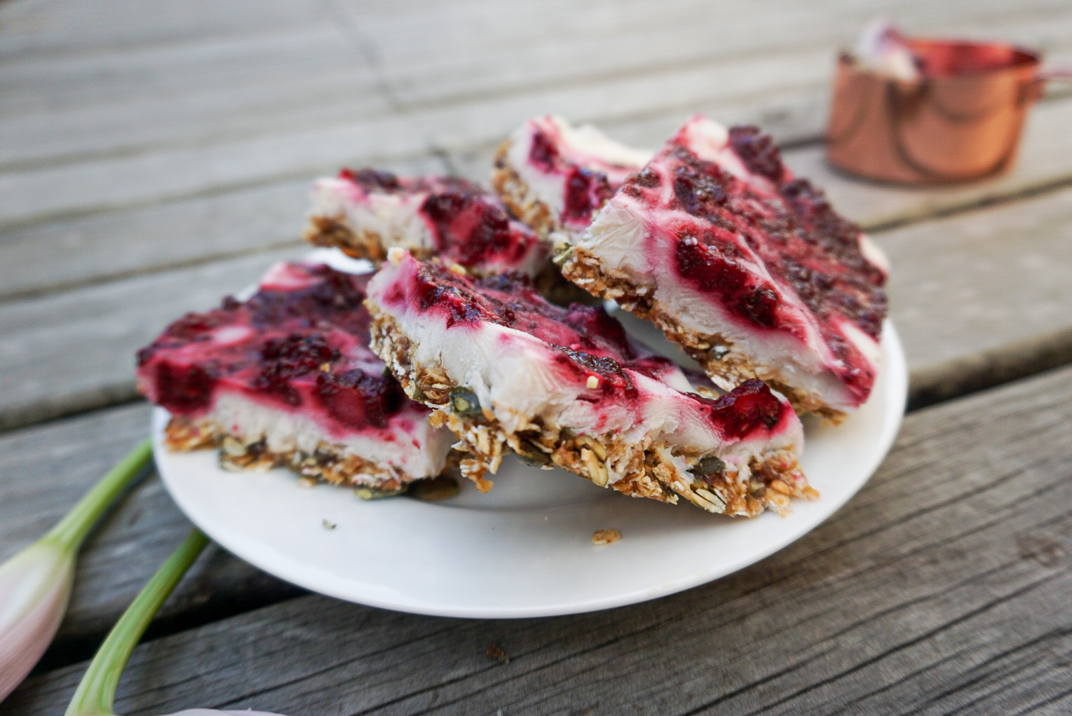 Vegan Frozen Yoghurt & Berry Breakfast Bars ⋆ from Dough to Delight